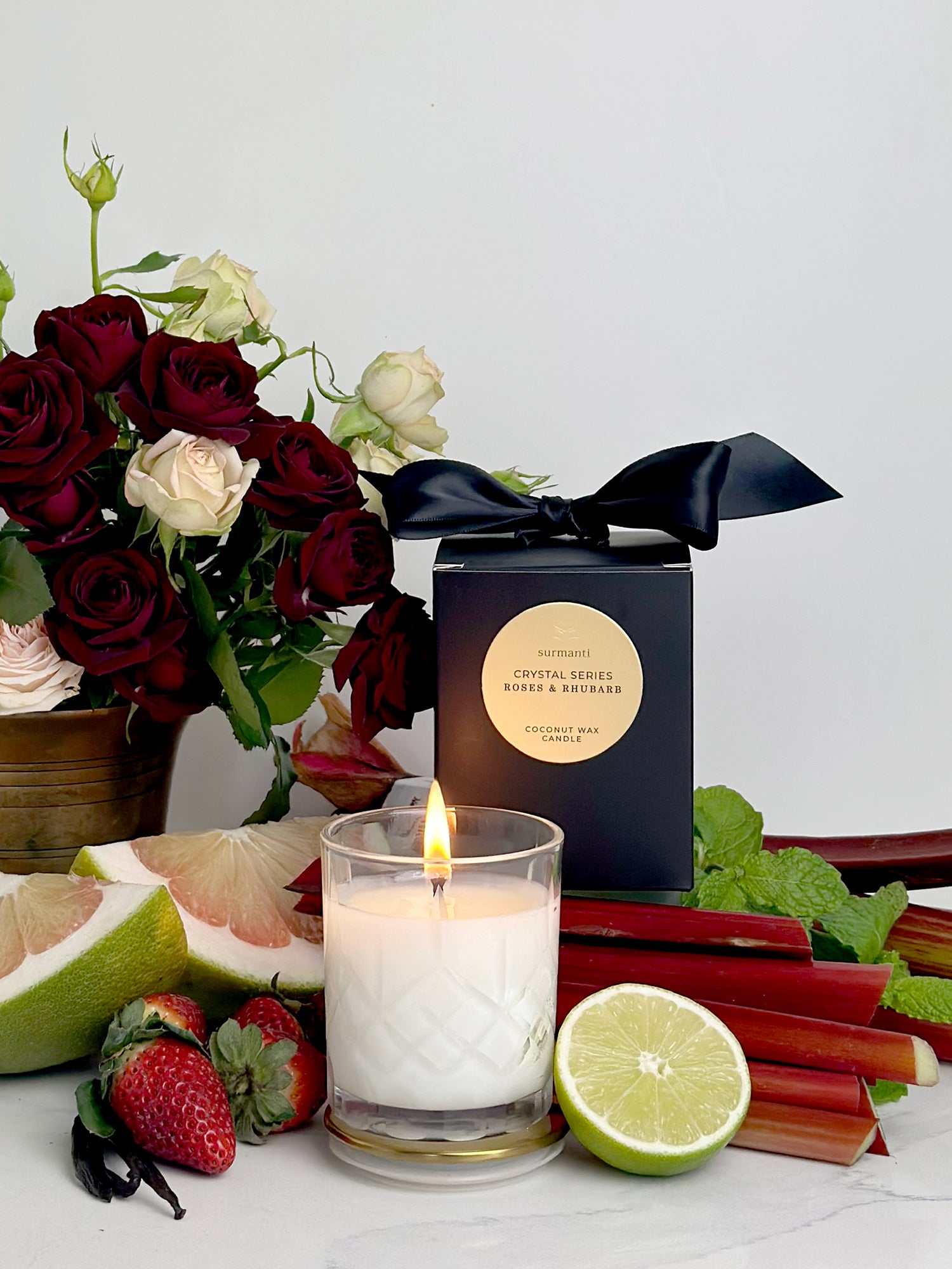 Roses & Rhubarb Candle - Surmanti Crystal Series